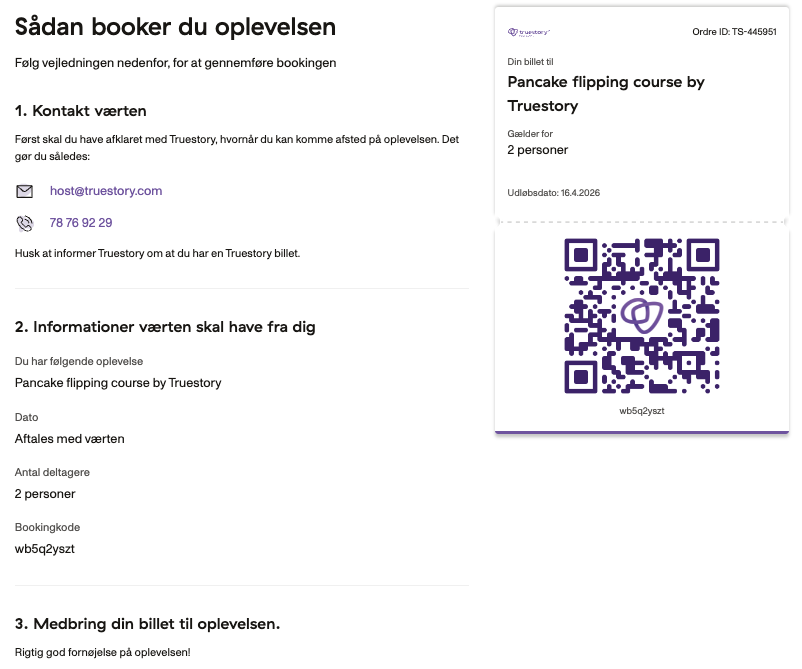 QR Code for redeeming booking codes